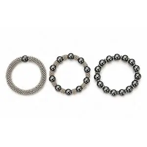 BELLUS DOMINA Black / Grey Black Hematite Bracelet Set - Black/grey