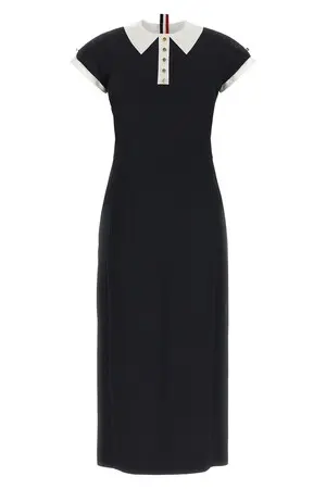 Thom Browne Polo Dress With Intarsia And Rwb Detail