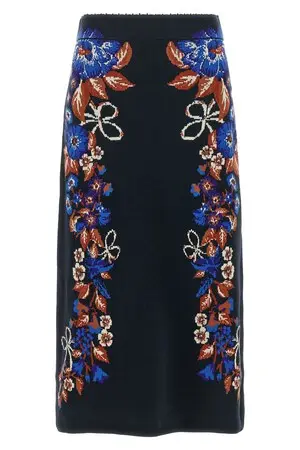 Farm Rio Bow Garden Knit Midi Skirt