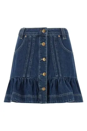Farm Rio Denim Skirt With Flounces