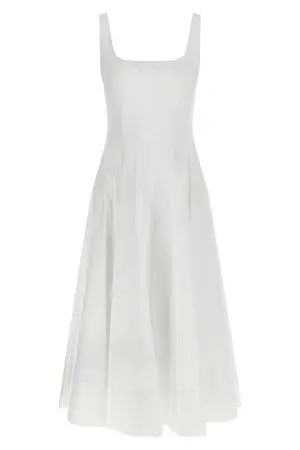 Staud Wells Midi Dress In Cotton Poplin - White