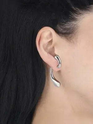 PANCONESI P" Sculptural Earrings In -plated Copper - Silver