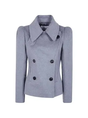 7 FOR ALL MANIKIND Double Breasted High Shoulder Jacket - Gray