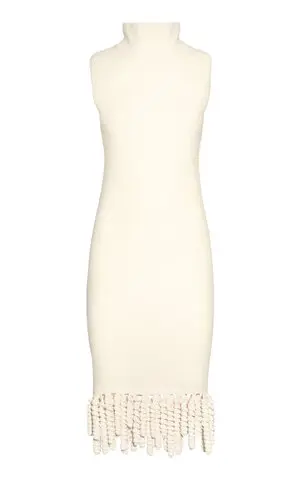 Malo Virgin Wool-silk Mini Dress With Fringe Detail