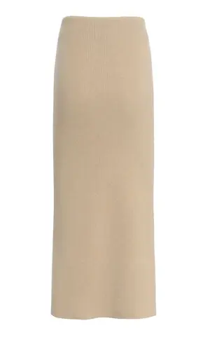 Malo Luxury Cashmere Ribbed Midi Skirt