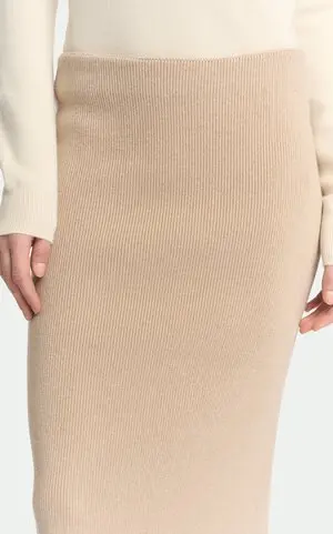 Malo Luxury Cashmere Ribbed Midi Skirt