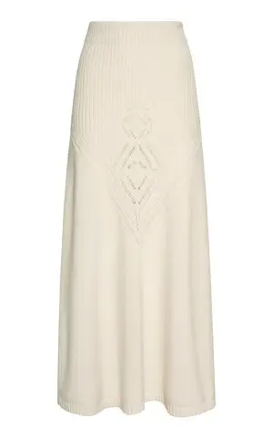 Malo Cashmere Pointelle Maxi Skirt - Ivory