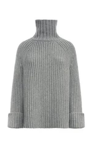 Malo Ribbed Raglan Cashmere Turtleneck - Grey