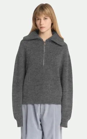 Malo Quarter Zip Ribbed Cashmere Sweater