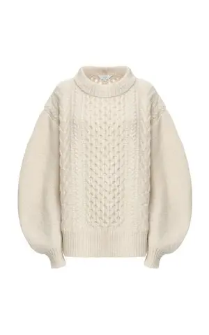 Malo Aran Virgin Wool-cashmere Crewneck Sweater - Ivory