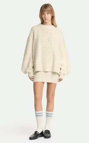 Malo Aran Virgin Wool-cashmere Crewneck Sweater