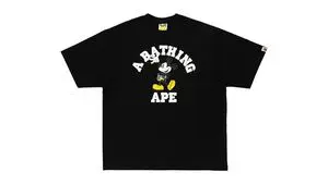 A BATHING APE X Disney Mickey Mouse College Relaxed Fit Tee Shirt - Black