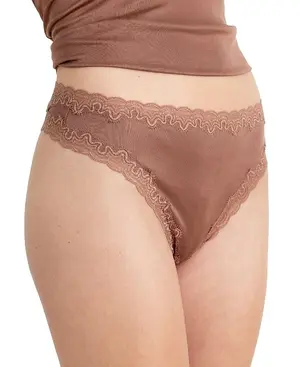 Uwila Warrior Soft Silk Lace Trim Thong Toffee