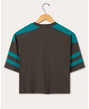 Junk Food Clothing Miami Dolphins Striped Bling Crop Tee
