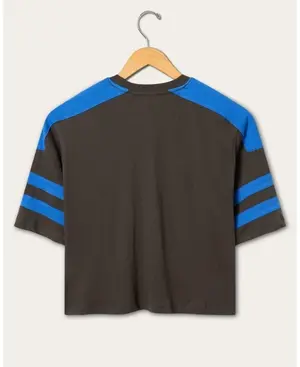 Junk Food Clothing Carolina Panthers Striped Bling Crop Tee