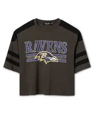 Junk Food Clothing Baltimore Ravens Striped Bling Crop Tee
