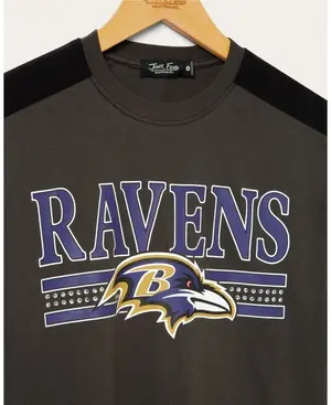Junk Food Clothing Baltimore Ravens Striped Bling Crop Tee
