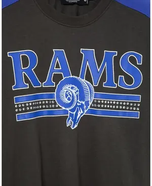Junk Food Clothing Los Angeles Rams Striped Bling Crop Tee