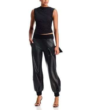 Norma Kamali Puff Faux Leather Jogger Pants