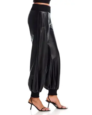 Norma Kamali Puff Faux Leather Jogger Pants