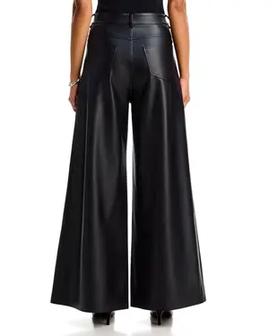 Norma Kamali Wide Leg Faux Leather Pants