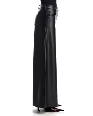 Norma Kamali Wide Leg Faux Leather Pants