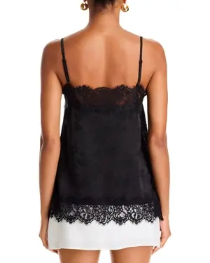 Aqua Floral Jacquard Lace Satin Tank Top Exclusive