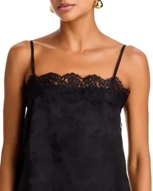 Aqua Floral Jacquard Lace Satin Tank Top Exclusive
