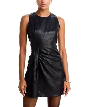 Women's Sleeveless Faux Leather Dresses