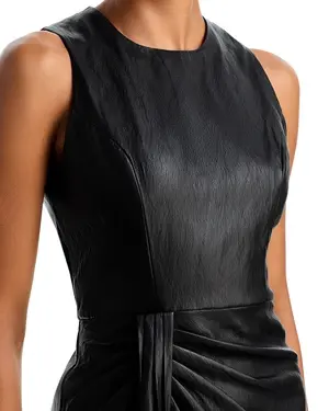 Aqua Faux Leather Sleeveless Mini Dress