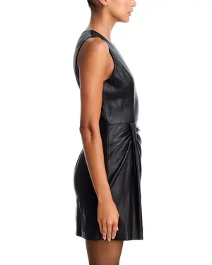 Aqua Faux Leather Sleeveless Mini Dress