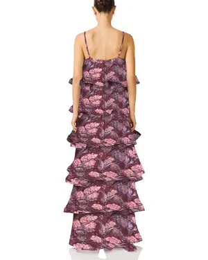 ELLIATT Rosaria Printed Ruffle Tiered Gown