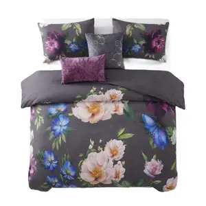 PURE PARIMA Bebejan Elegant Blossoms Reversible Comforter Set - Grey