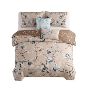 PURE PARIMA Bebejan Blue Blossom Reversible Comforter Set - Brown