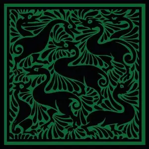 ARTEMIS MUSE William De Morgan & Black Fantastic Ducks Luxury Large Silk Scarf - Green