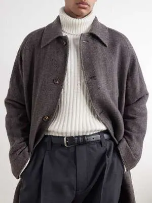 Eleventy Herringbone Cashmere Coat