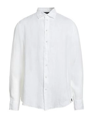 Emporio Armani Man Shirt Slate Blue Size Xxl Linen White