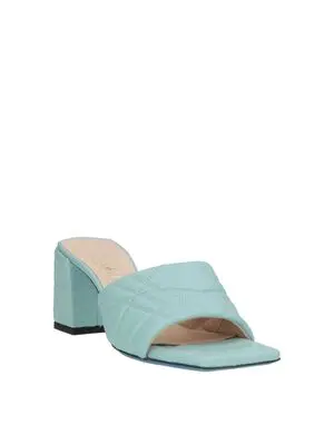LORIBLU Turquoise Leather Slide Sandals