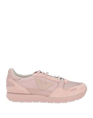 Emporio Armani Low-top Sneakers In Suede And Textile - Pink