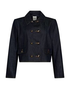 Sandro Cropped Denim Jacket With Button Embellishments