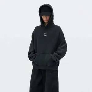 Alexander Wang Crystal Hotfix I Heart Aw Hoodie - Washed Black