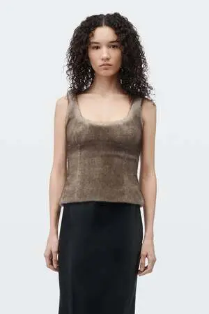 Alexander Wang Faux Fur Fitted Tank