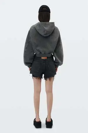 Alexander Wang Crystal Hotfix Zip Up Hoodie