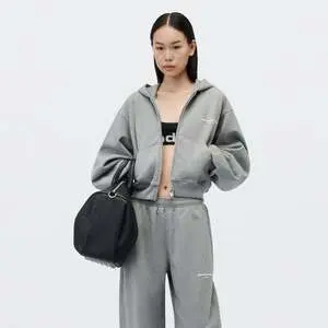 Alexander Wang Logo Print Zip-up Hoodie