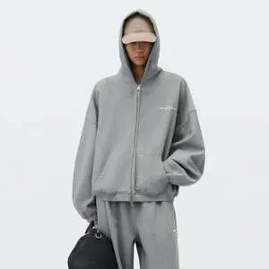 Alexander Wang Logo Print Oversized Zip-up Hoodie