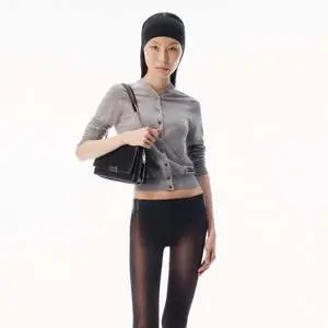Alexander Wang Button-front Long Sleeve Cardigan - Heather Grey