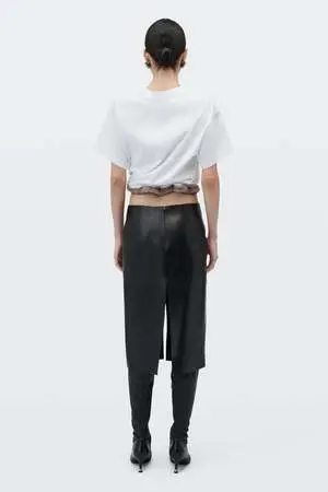 Alexander Wang Faux Fur Trim Short Sleeve Tee