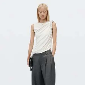 Alexander Wang Crystal Twist Sleeveless Top - Ivory