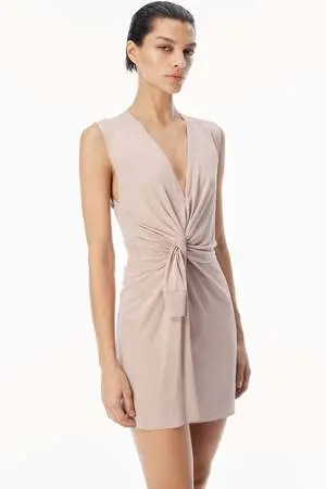 Alexander Wang Crystal Hotfix Knotted Deep V-neck Tank Dress