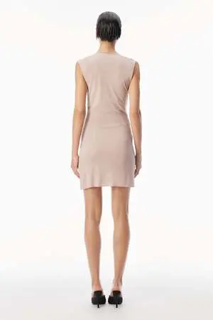 Alexander Wang Crystal Hotfix Knotted Deep V-neck Tank Dress